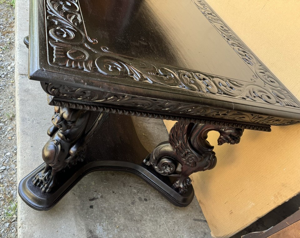 R. J. HORNER CARVED WINGED GRIFFIN LIBRARY TABLE | eBay