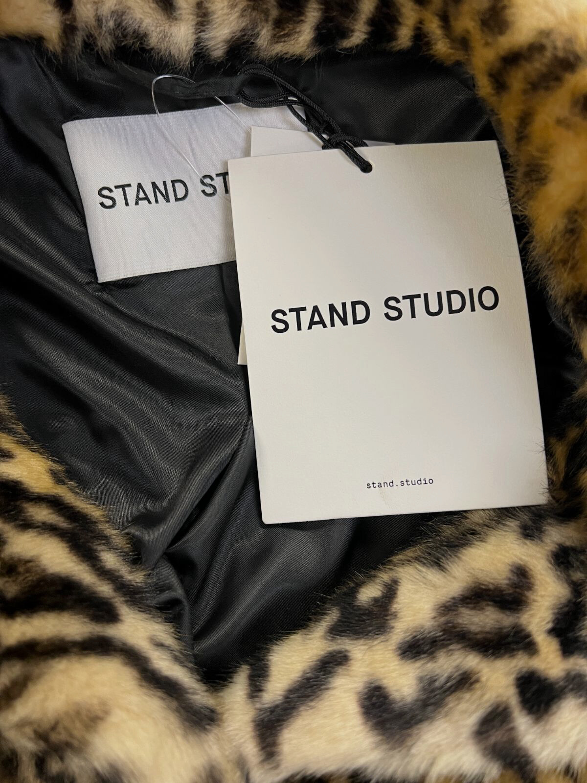 $625 Stand Studio Women's Brown Leopard Print Cass Jacket Coat Size FR ...