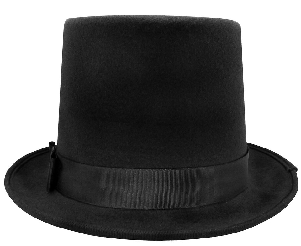 Tall Wool Felt Deluxe Black Top Hat Dickens Formal Victorian Tuxedo ...
