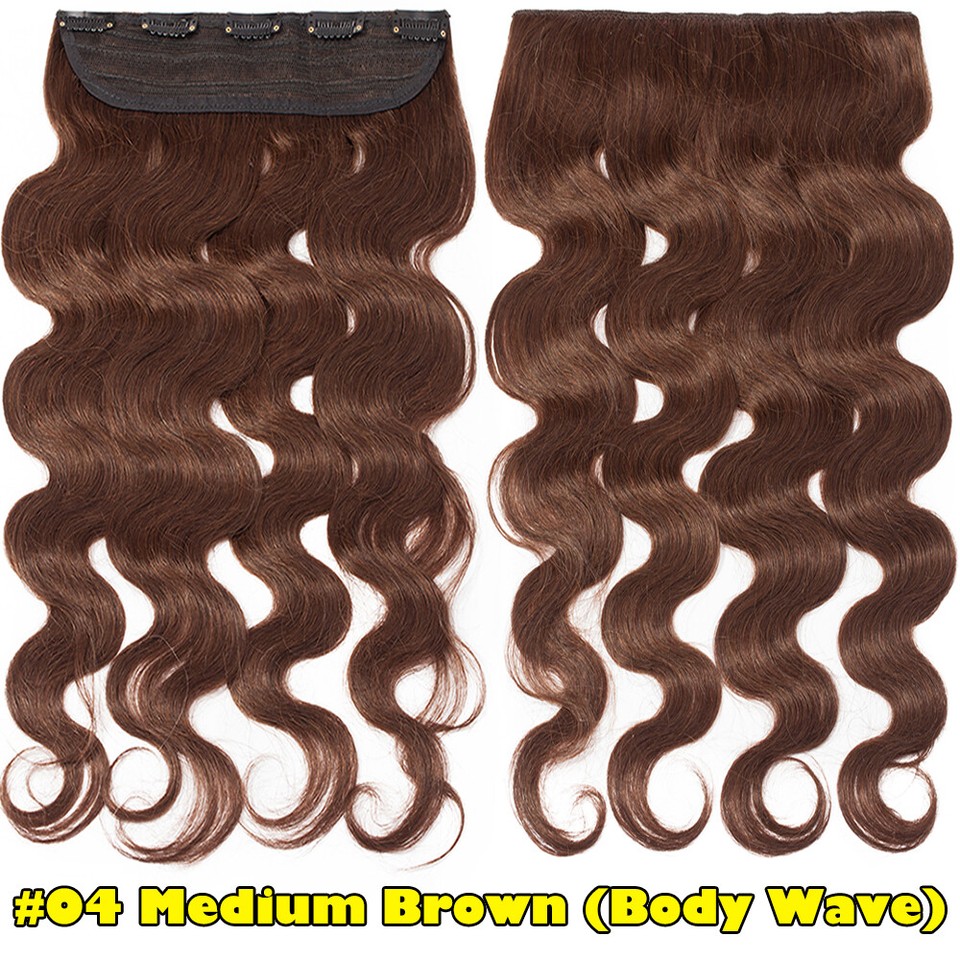100G Real Remy Clip in Human Hair Extensions One Piece 3/4 Full Head ...