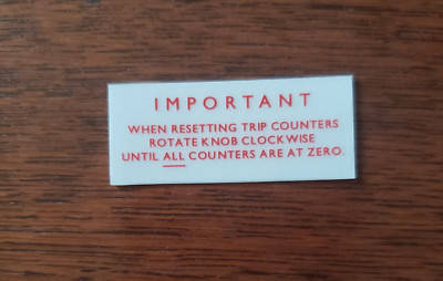 Smiths Jaeger Trip Reset Odometer Speedometer Label Concours Original ...