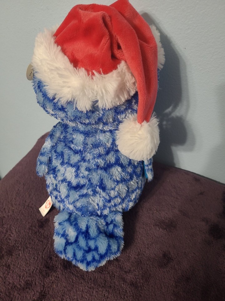 Ty Beanie Boos Icicles Owl 9" Medium Red Santa Hat Blue Glitter Eyes ...