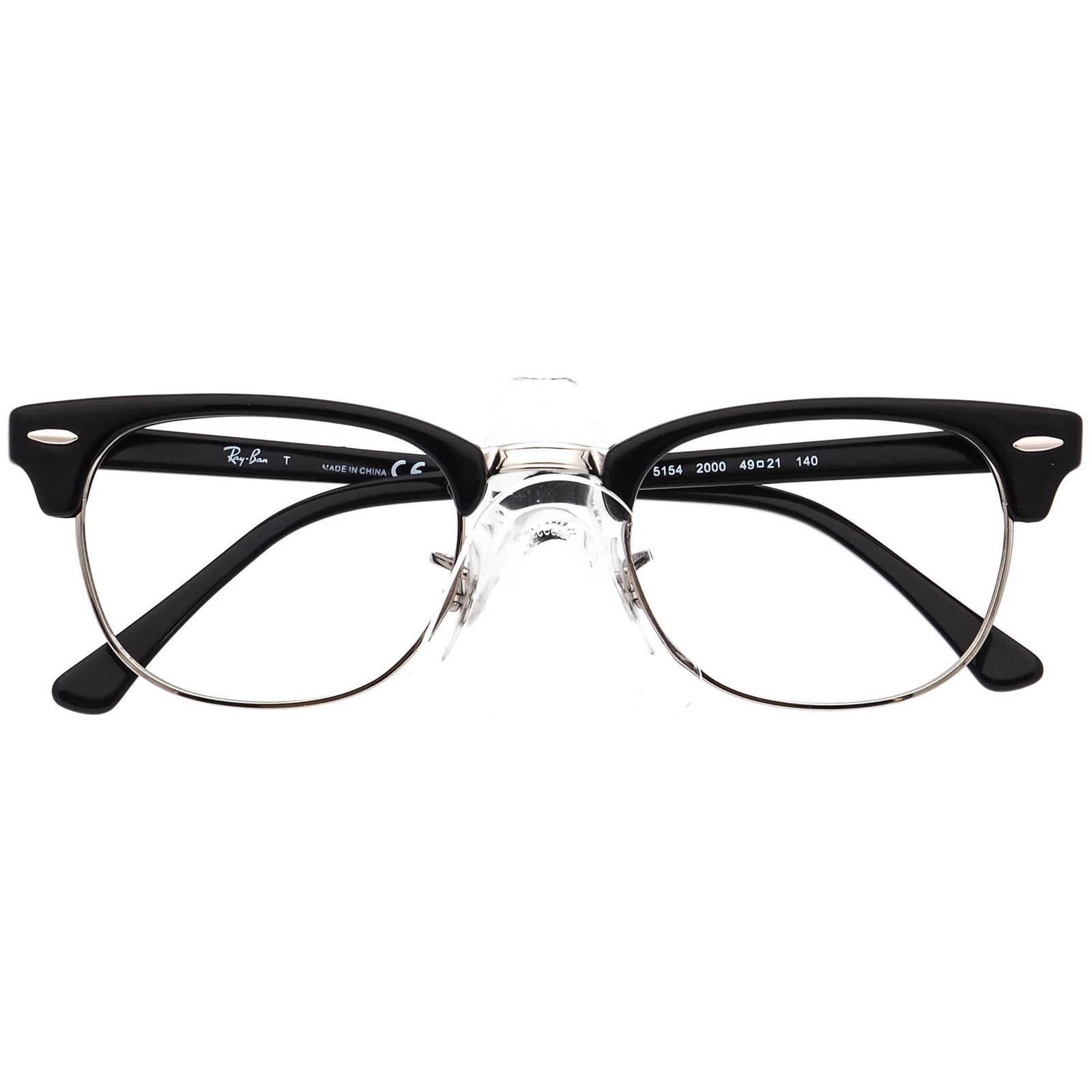 Ray-Ban Eyeglasses RB 5154 2000 Polished Black/Silver Square Frame 49 ...