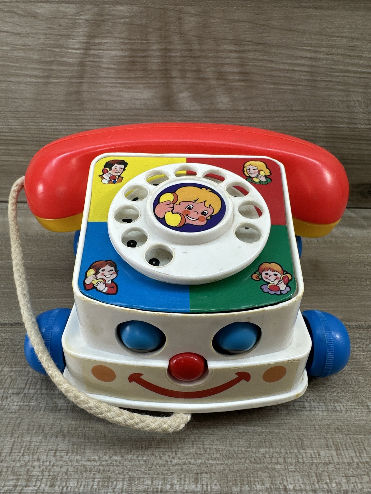 Vintage Toy Telephone Phone Pull Toy Classic Retro Bell Dial Wobble ...