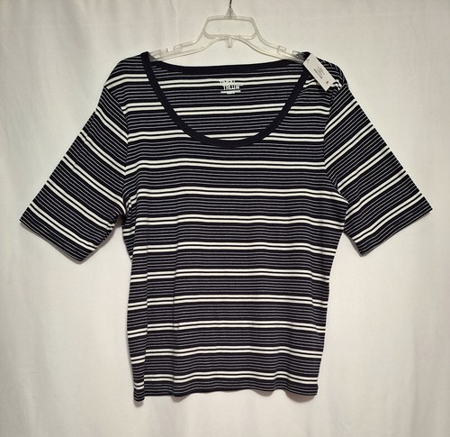 Time and Tru Tee Plus size 3XL Scoop Neck Blue White Stripe Womens New ...