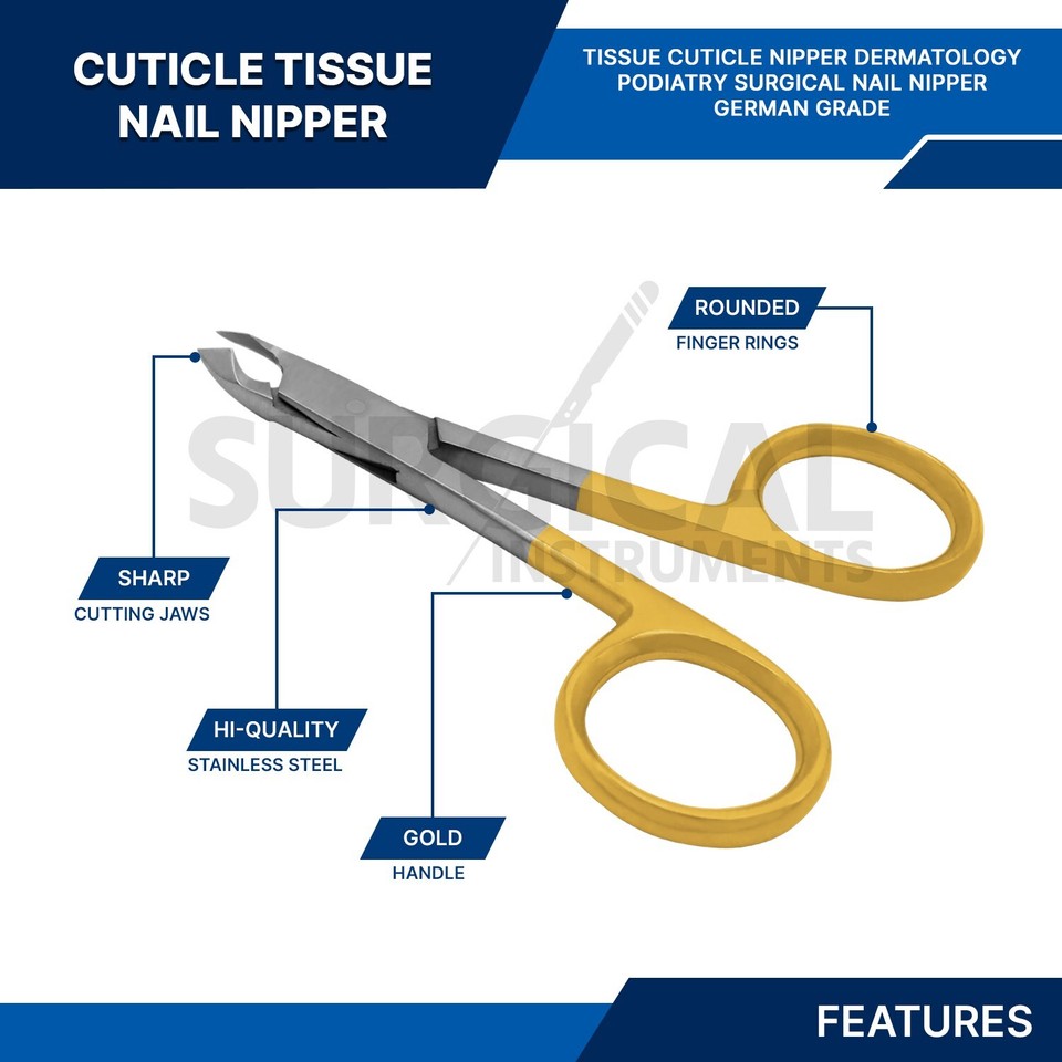 Cuticle Scissors Tissue Nipper 4" Nail Clipper Manicure Pedicure German ...
