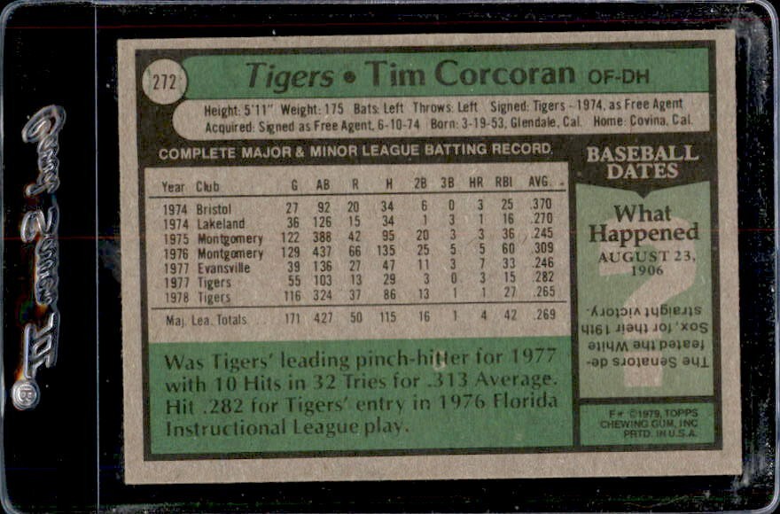 1979 Topps #272 Tim Corcoran Detroit Tigers - Nice Card | eBay