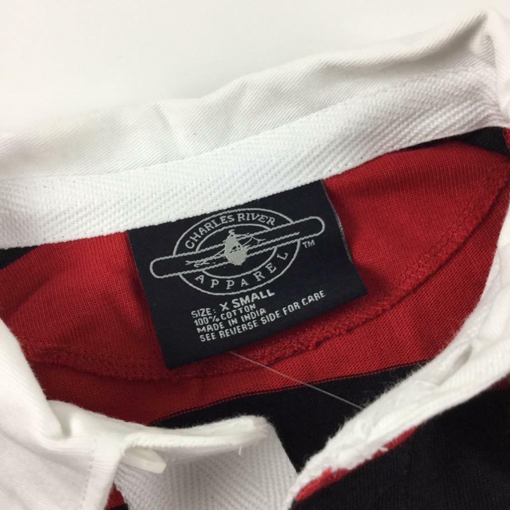 Charles River Apparel Classic Striped Rugby XS Shirt Black Red NWT | eBay