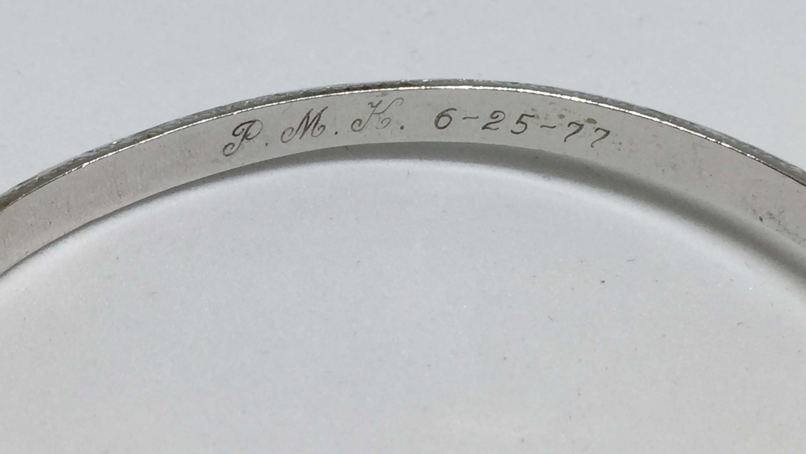 Bangle Bracelet Etched Leaf Pattern Sterling Silver 925 Vintage ...