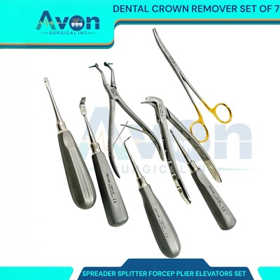 Dental Crown Removal 7pcs Kit | Elevators, Spreader & Splitter Pliers ...