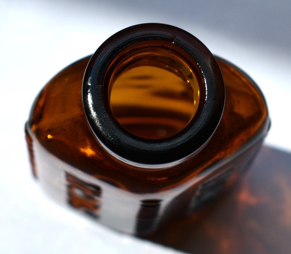 Antique Glass Embossed Poison Bottle 3-Siided Ribbed Blown Molded ...
