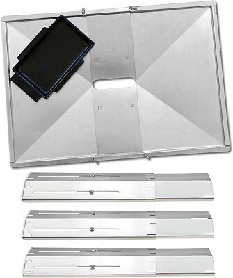 Set of 3 Universal Adjustable Heat Plates and Grease Tray for 3 Burner ...