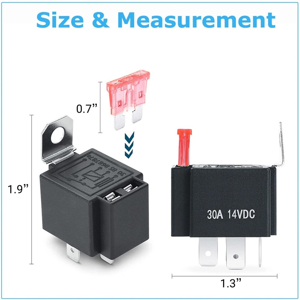 6 Pack 12V Fuse Relay Switch Harness Set 5 Pin SPST Automotive ...