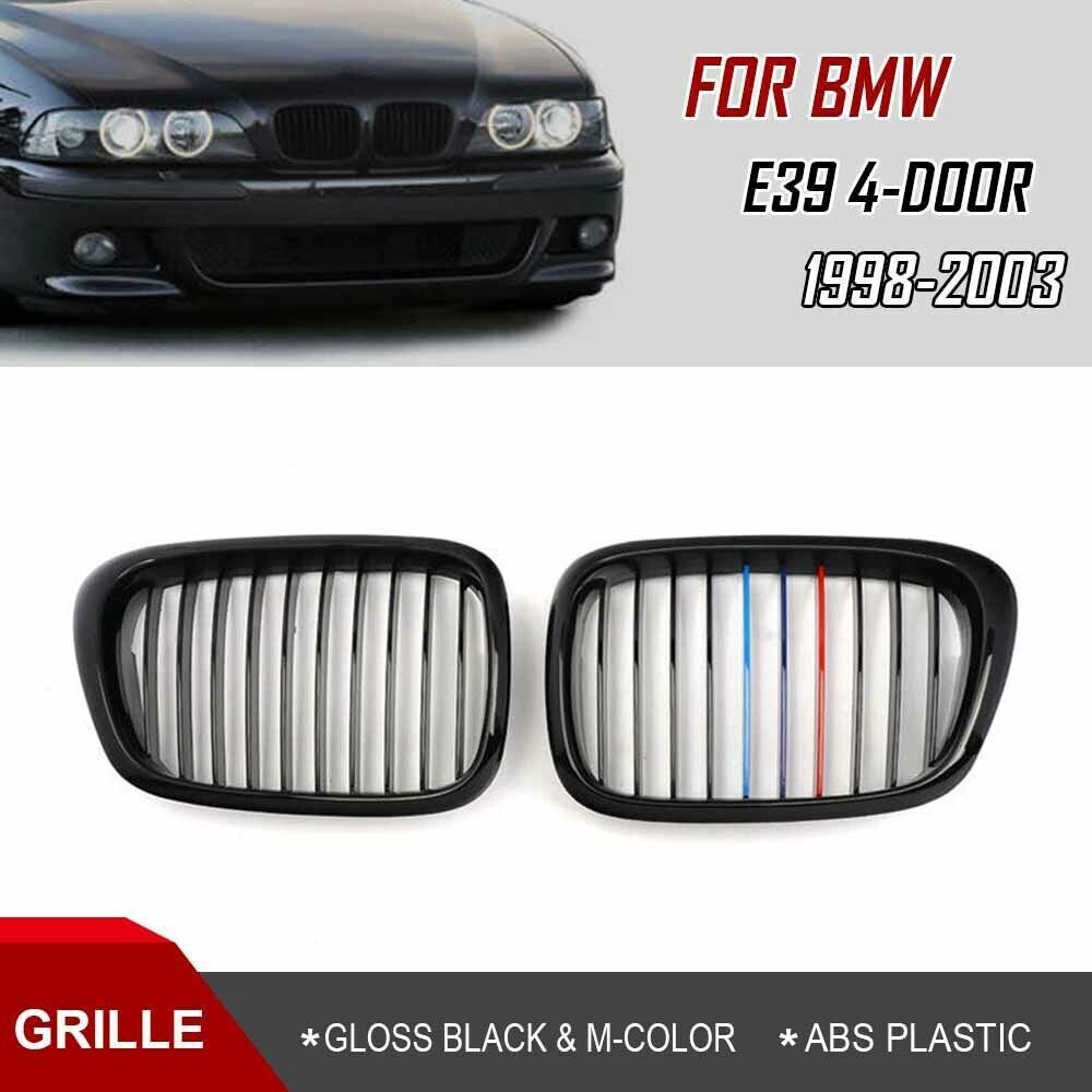 Front Grill Kidney Grille Gloss Black M-Color For BMW 5-Series E39 4Dr ...