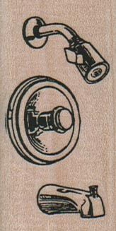 Shower Head/Faucet 1 1/4 x 2 1/4" Mounted Rubber Stamp, Object Stamp | eBay