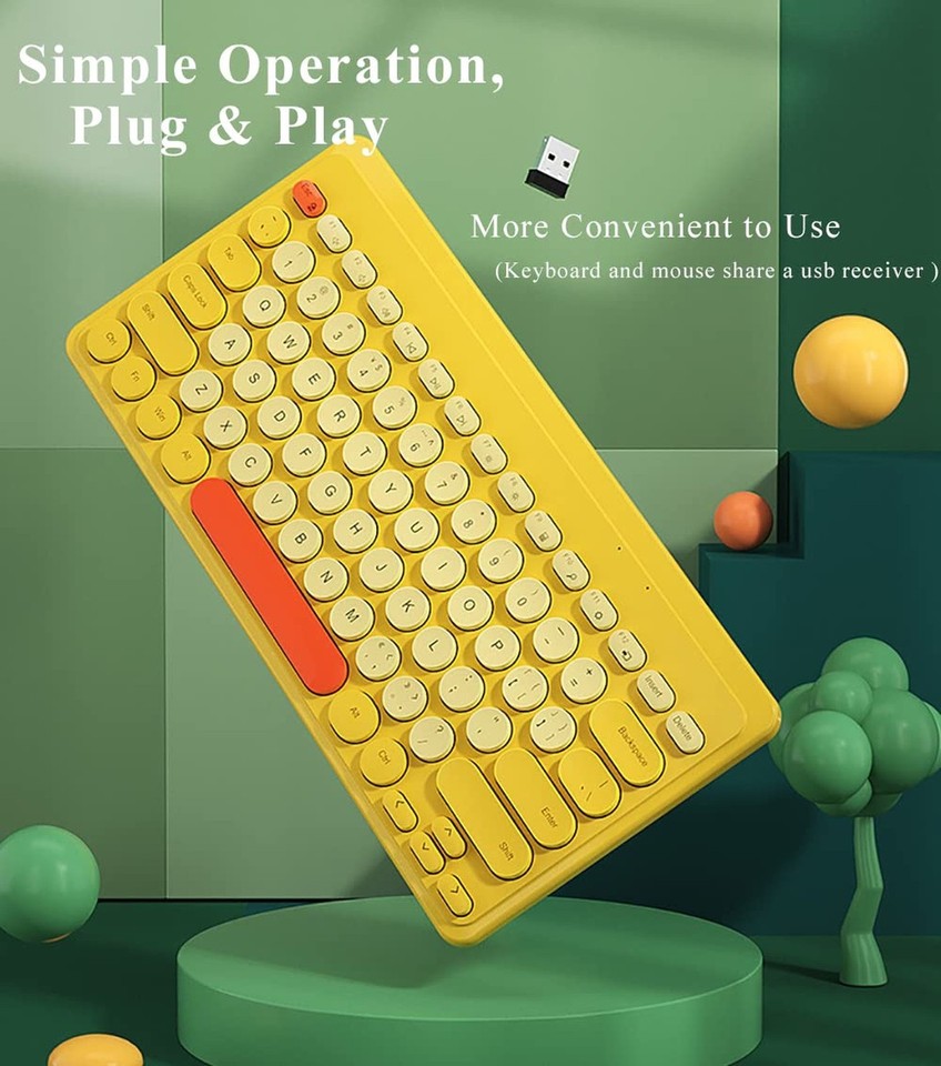 Compact Keyboard MouseCombo,JieruiDeng 79-Key Retro Mini Cute Computer ...