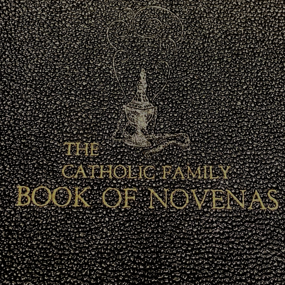 1956 CATHOLIC FAMILY BOOK OF NOVENAS LEATHER CRAWLEY w Orig Box & More ...