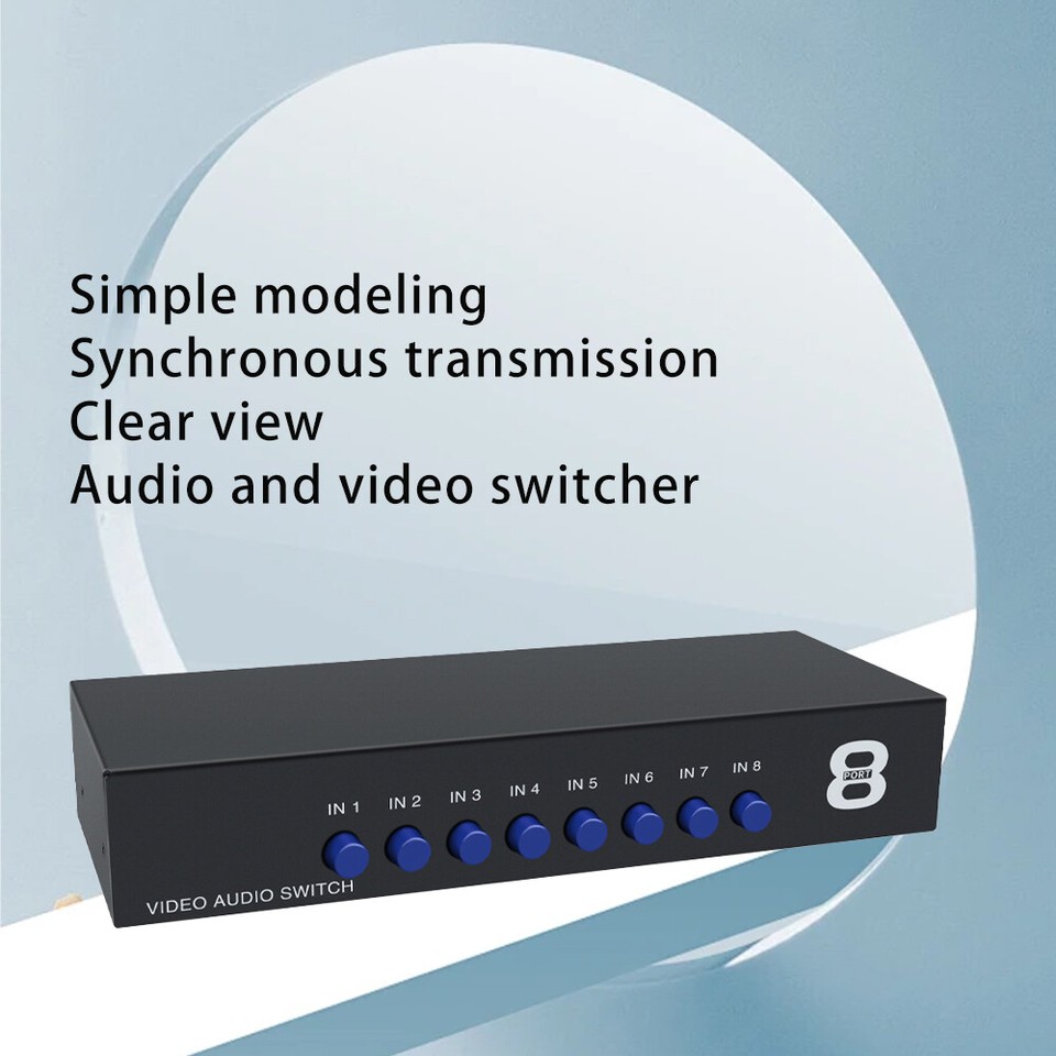 AV Switch Box Composite Selector 8 Port RCA Audio Video 8 In 1 Out To ...