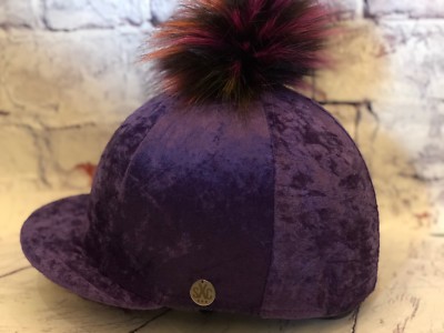 Luxury Crushed Velvet Faux Fur Pompom Riding Hat Silk Cover Equestrian ...