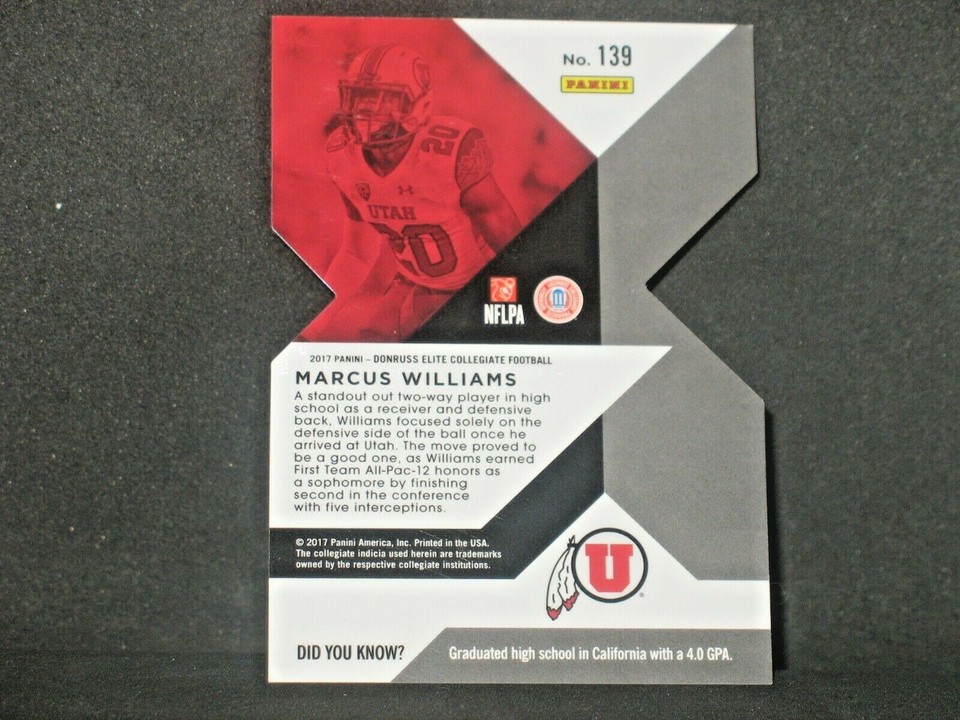 Marcus Williams 2017 Elite Extra Edition Purple Rookie (28/99) Utah ...