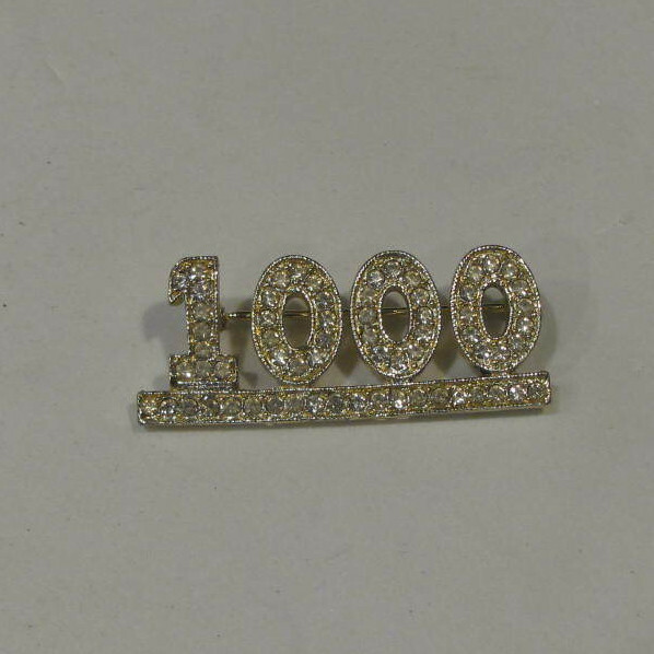 VTG Brooch 1000 Number Gold Tone Rhinestones pin | eBay