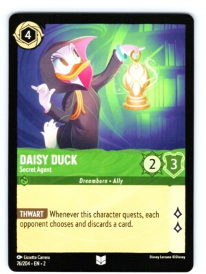 Lorcana Daisy Duck Secret Agent 76/204 Non-Foil Rise of the Floodborn ...