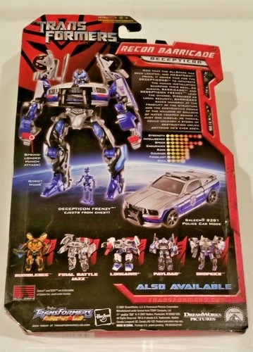 NEW SEALED Transformers 2007 Movie Deluxe Class Recon Barricade ...