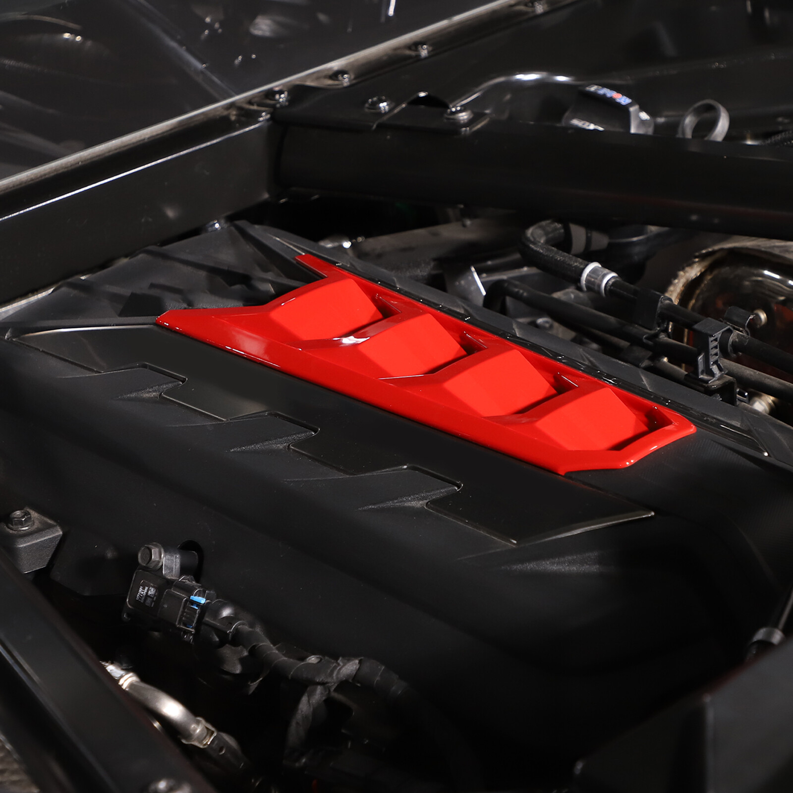 Red Engine Shroud Cover Panel Cover Trim For Corvette C8 2020-2024 US ...
