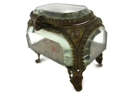 Antique crystal Beveled Glass Relic Jewelry Box Gorgeous Rare | eBay