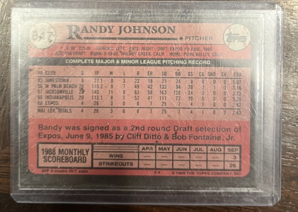 1989 Topps - Randy Johnson #647 Collector's Edition (Tiffany) (RC) | eBay