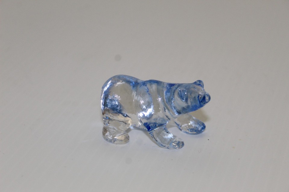 Glass Polar Bear Statue Figure Bluish Tint Clear | eBay