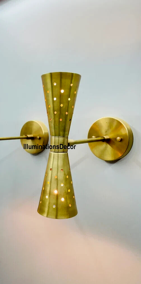Pair Atomic 50's 60's Style mid-Century Modern Bow tie Dual Cone Wall ...