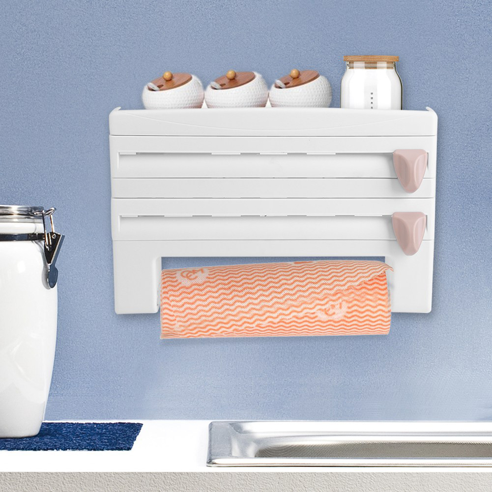 Cling Film and Kitchen Foil Dispenser Paper Towel Roll Holder Wall ...