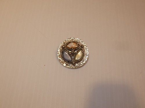 Jacobite Round Brooch, Silver Tone, Multicolor Faux Stones | eBay