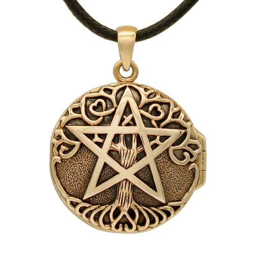 Bronze Tree Pentacle Locket Wiccan Pentagram Pendant Aromatherapy Dryad ...