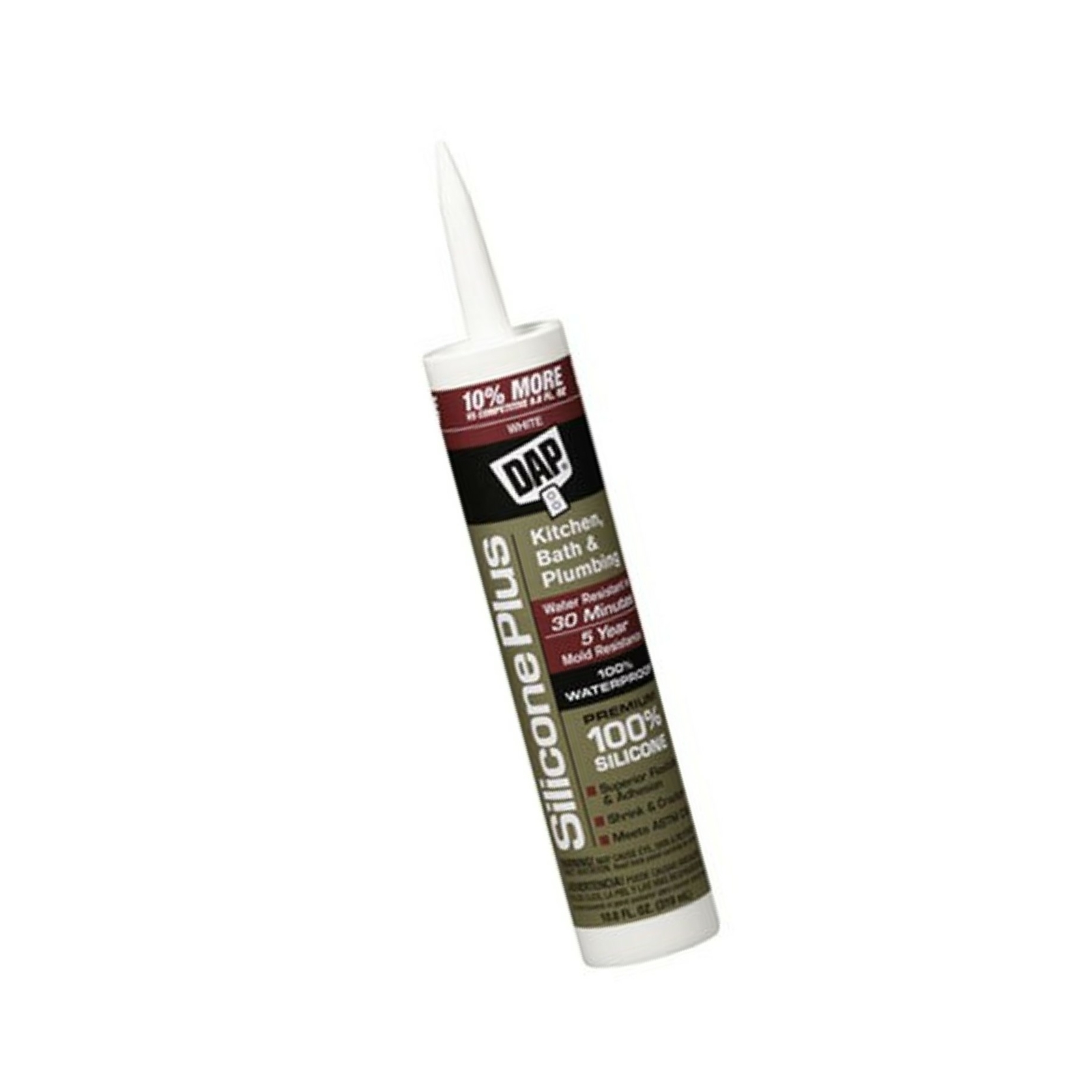Dap 08770 Silicon Plus Premium Silicone Rubber Sealant White 10.8-Ounce ...