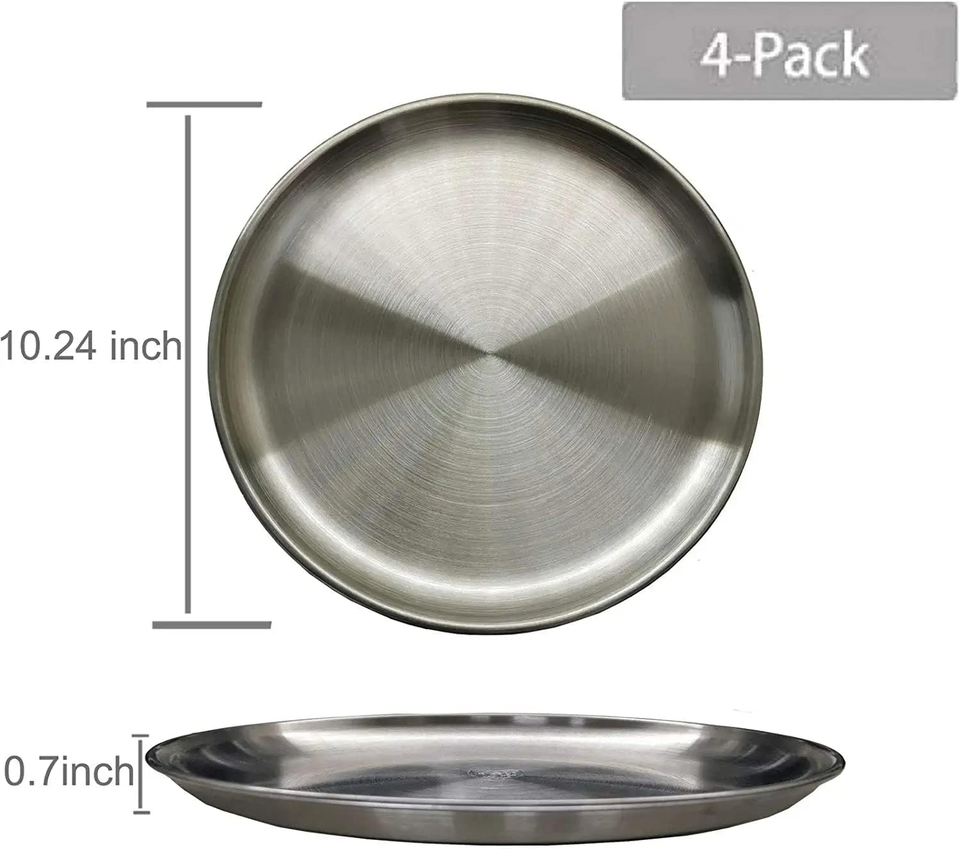 Reusable Brushed Metal Dinner Plates-Stainless Steel round Plates ...