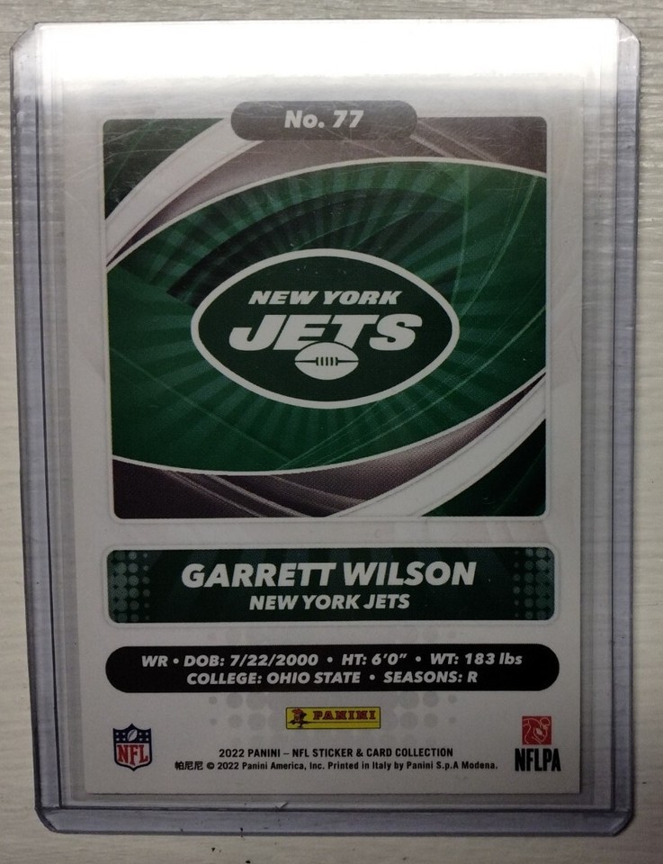Garrett Wilson 2022 Panini Sticker And Card Collection Rookie Card #77 ...