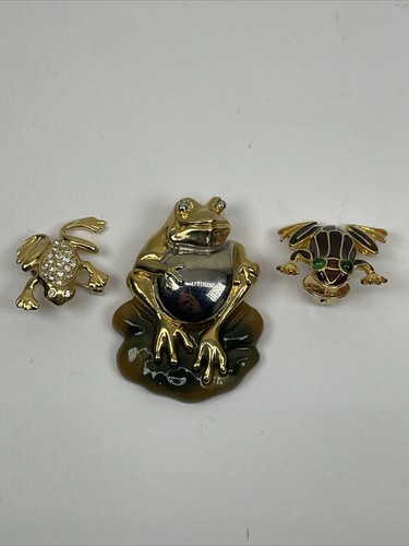 Lot of 3 Vintage Brooch Pin Frogs Toad Lucite Jewelry Amphibian ...