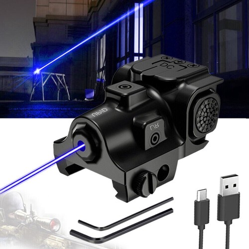 Tactical Blue Laser Sight USB Rechargeable 20-21mm Picatinny Rail Mount ...