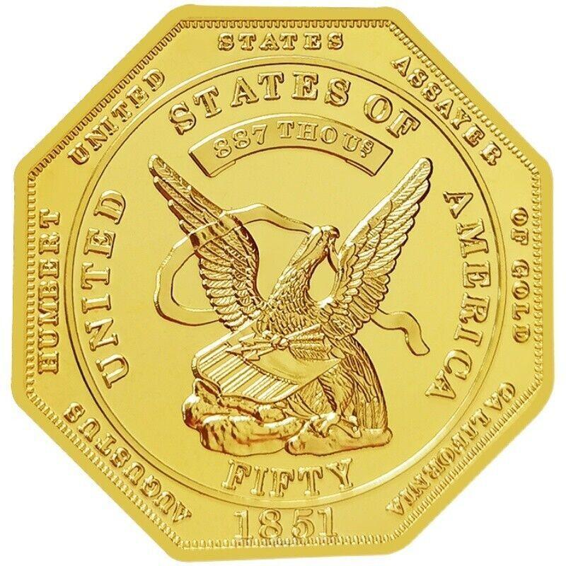 Gold Plated 1851 American Humbert Octagonal Coin Eagle Commemorative ...