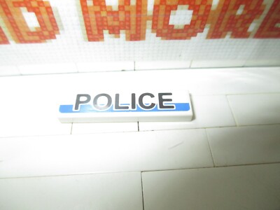Lego - 1x Tile Decorated 1x4 Black POLICE White Blue Pattern 8252 ...