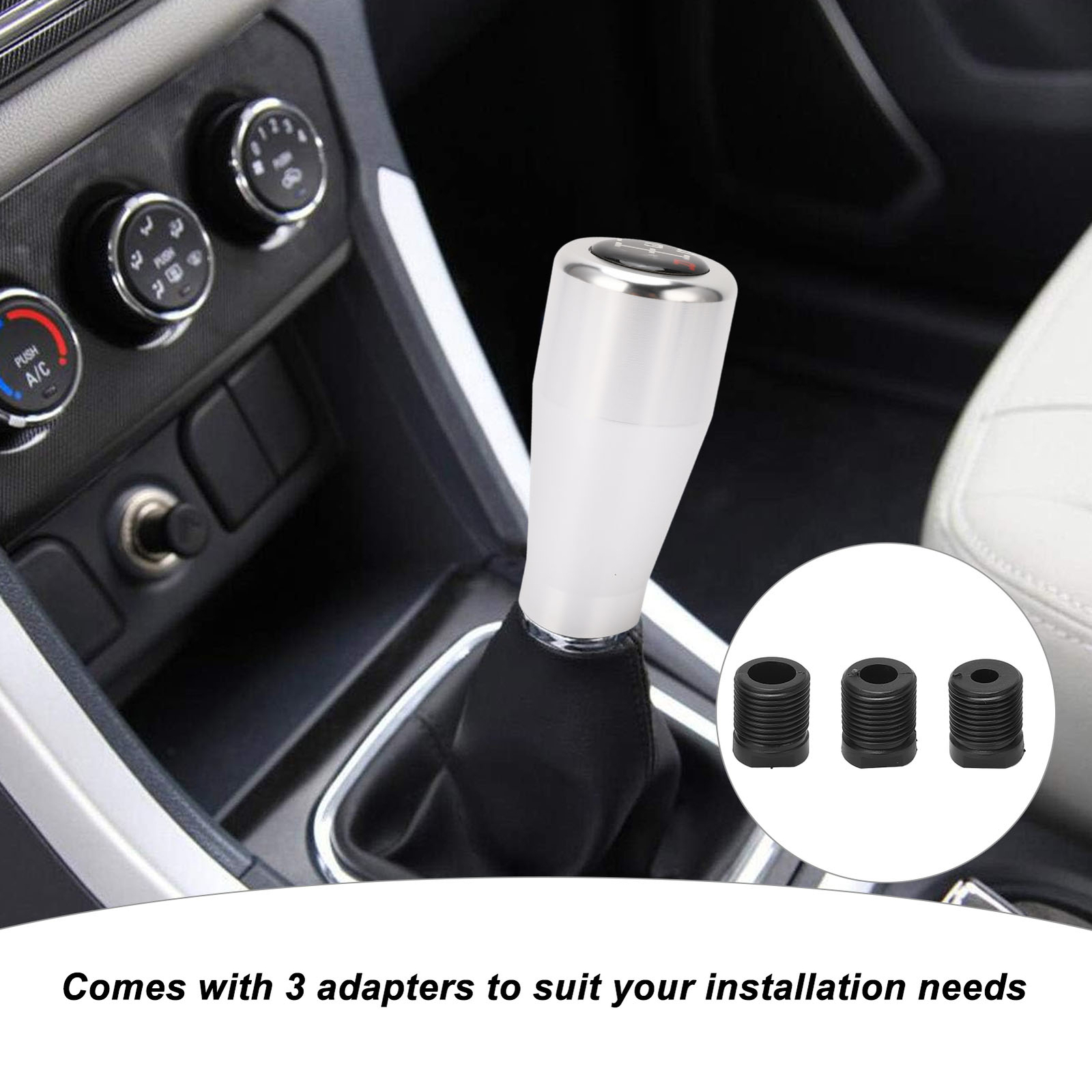 Silver 5 Speed Gear Shifter Lever Knob Aluminum Reliable Sturdy M8 M10 ...