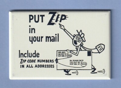 ZIPPY ZIP CODE *2X3 FRIDGE MAGNET* USPS LETTERS POST OFFICE DELIVER ...