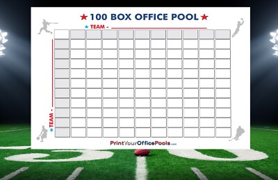 LARGE 22 x 34 REUSABLE 100 BOX SQUARES BLOCK POOL FOR FOOTBALL & SUPER ...