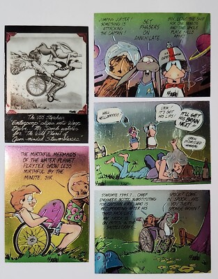 1995 Bloom County Star Trek Pardy Cards 14,55,56,57,58 Chromium Krome ...