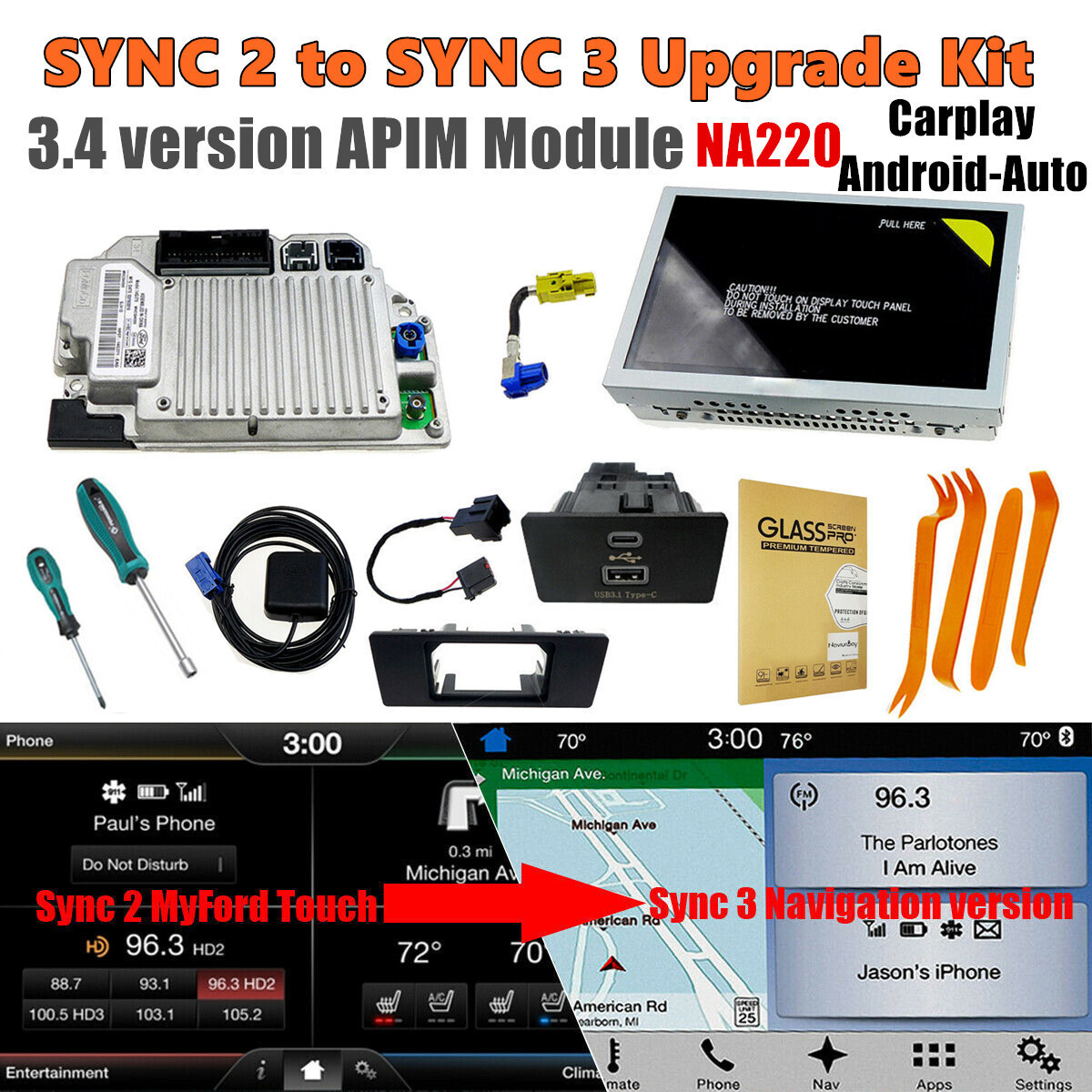 Factory SYNC 2 to SYNC 3 Upgrade Kit 3.4 Fit for Ford Lincoln NAVI APIM ...
