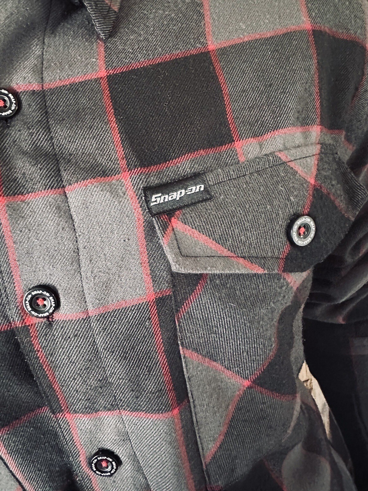 DIXXON Flannel LS Black Gray & Red Plaid Flannel Button Up XL “Snap On ...