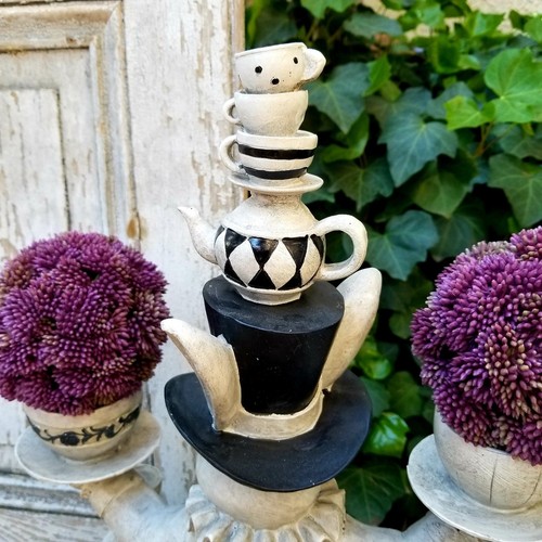 Resin Bunny Rabbit Balancing Tea Cups 24" | eBay