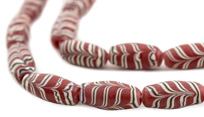 Red Java Glass Feather Beads 8mm Indonesia Oval Large Hole 23 Inch ...